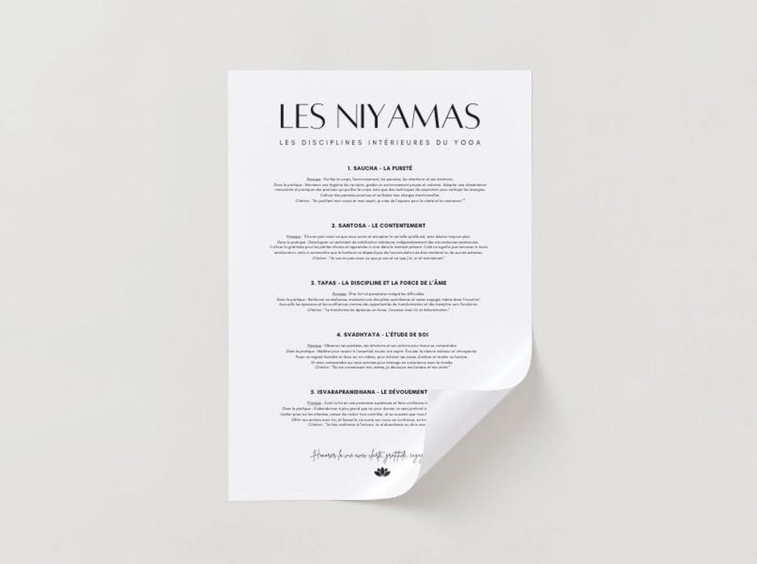 The 5 Niyamas of Yoga | A3 PDF Poster to Download - Etsy