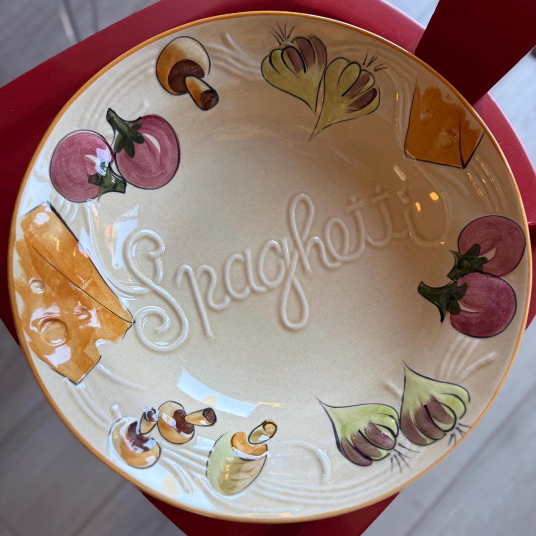 Serve With This Vtg Hand-painted Spaghetti Los Angeles Ceramic Pottery ...