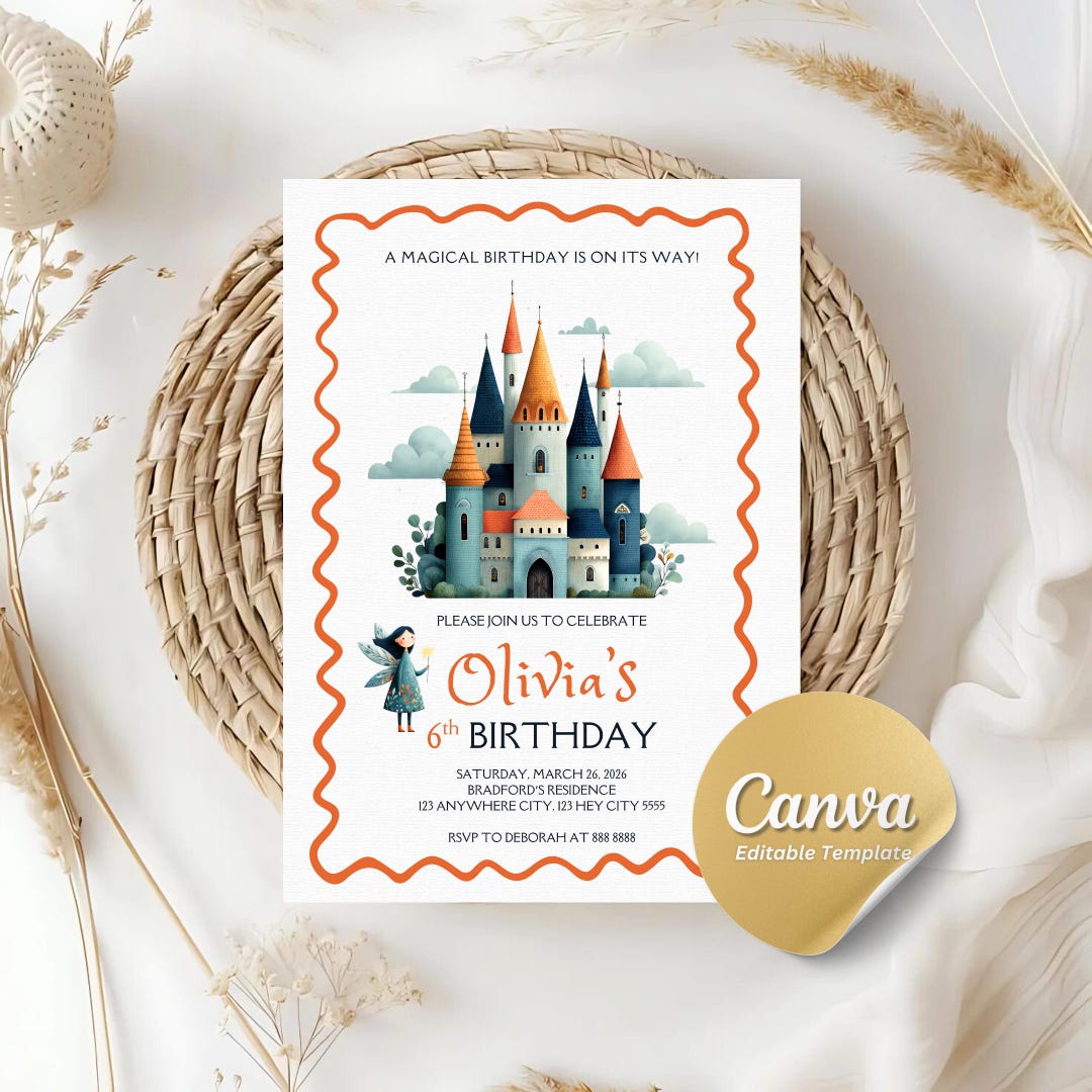Editable Magical Birthday Invitation, Enchanted Castle Birthday Invite ...