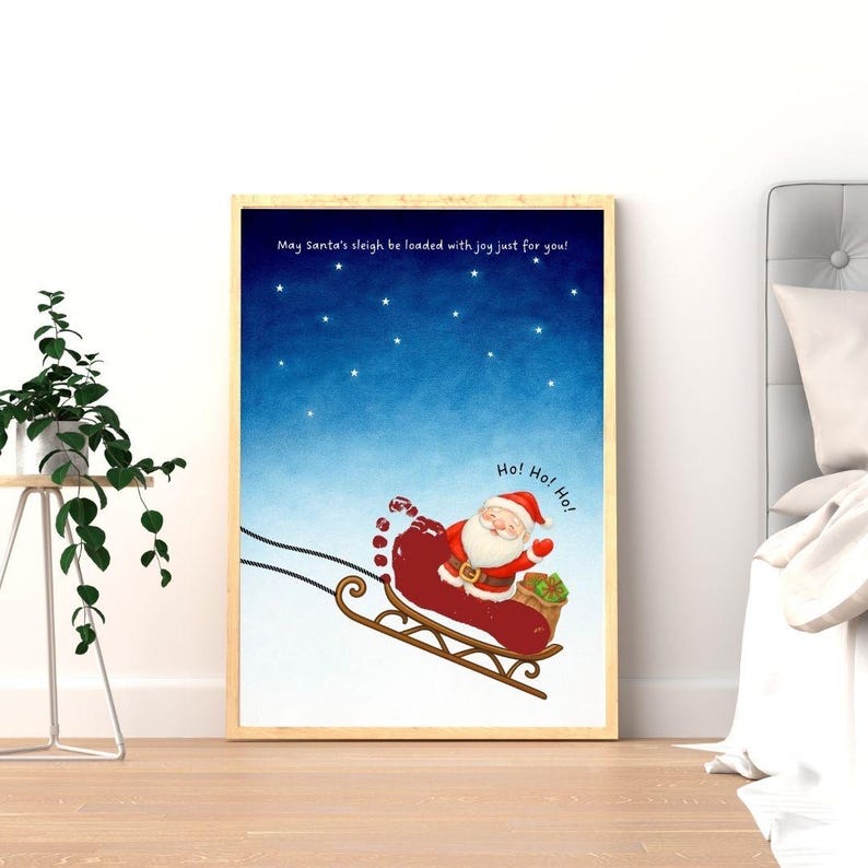Christmas Santa's Sleigh Footprint Art, Printable Footprint | DIY Xmas ...
