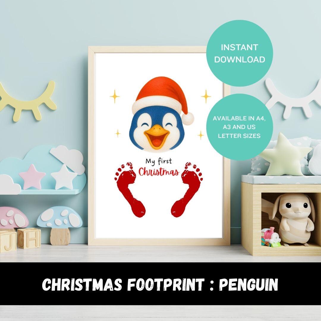 First Christmas Footprint Art, Printable Footprint | DIY Xmas Gift From ...