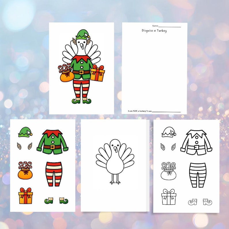 Disguise a Turkey - Elf Disguise, Coloring and Blank Templates ...