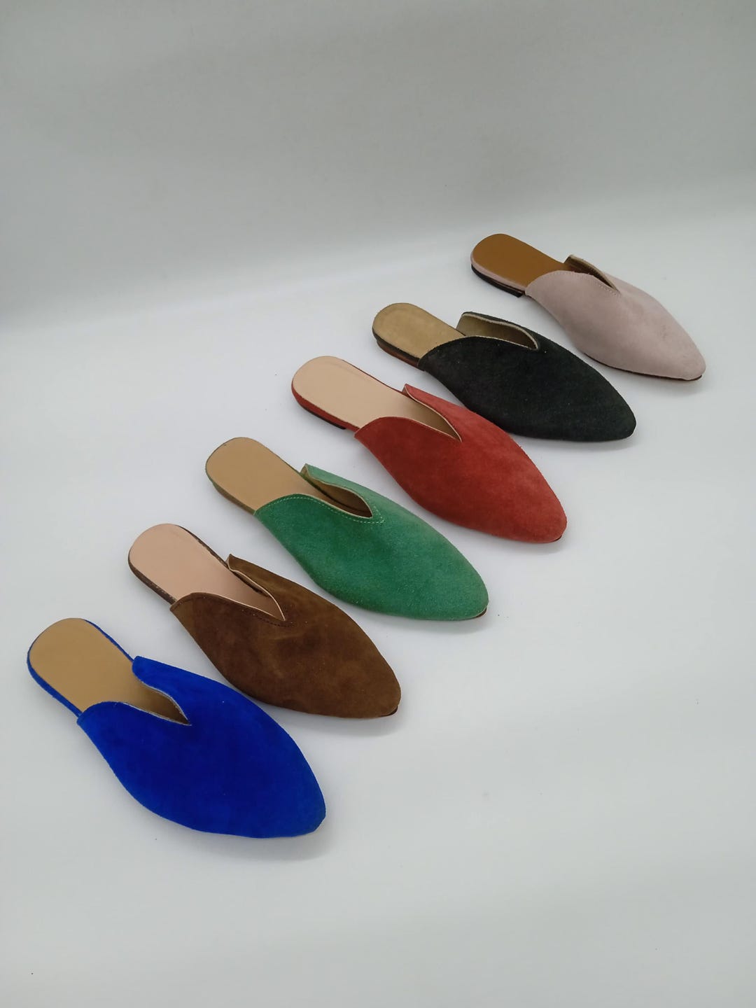 Handmade Suede Babouche, Leather House Mules, Moroccan Suede Mules ...