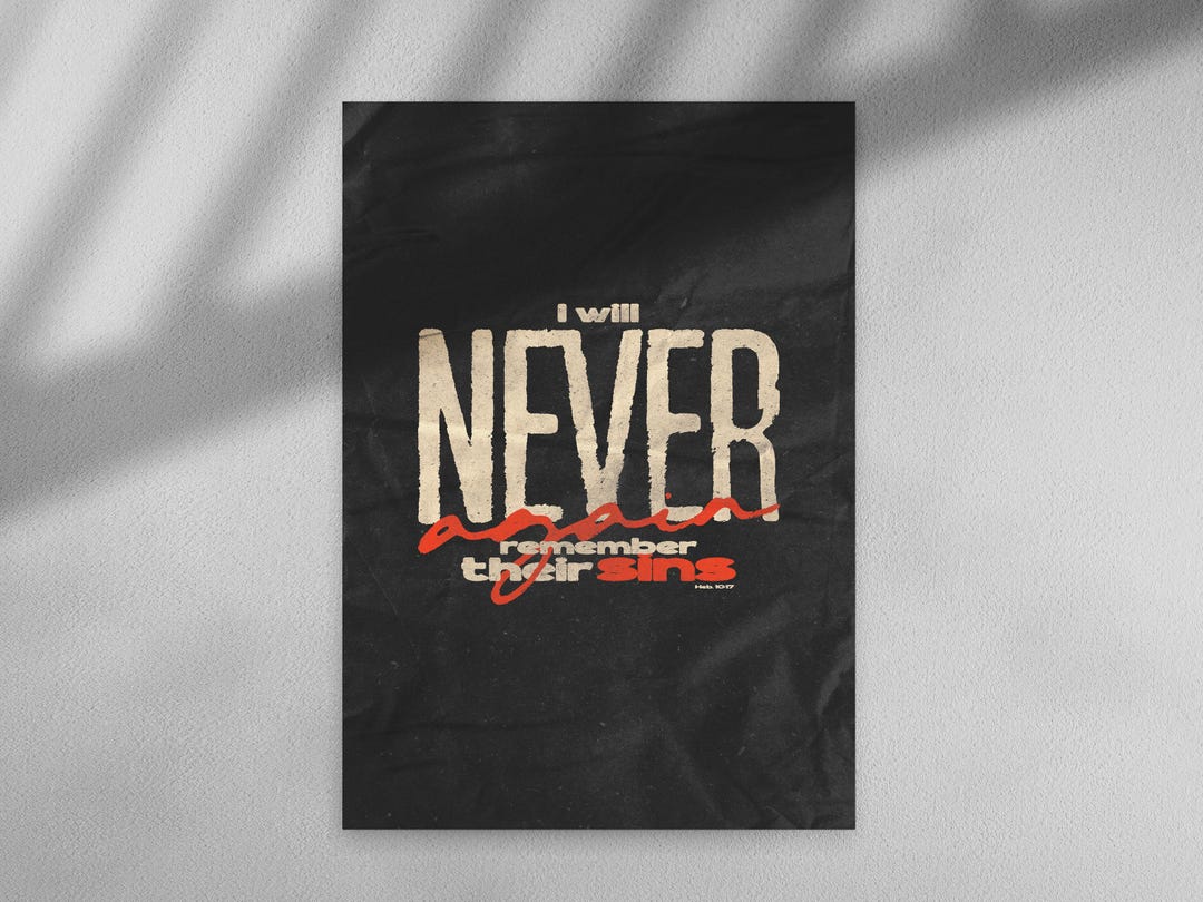 Never Again - Christian Wall Art Printable, Forgiveness and Grace Faith ...