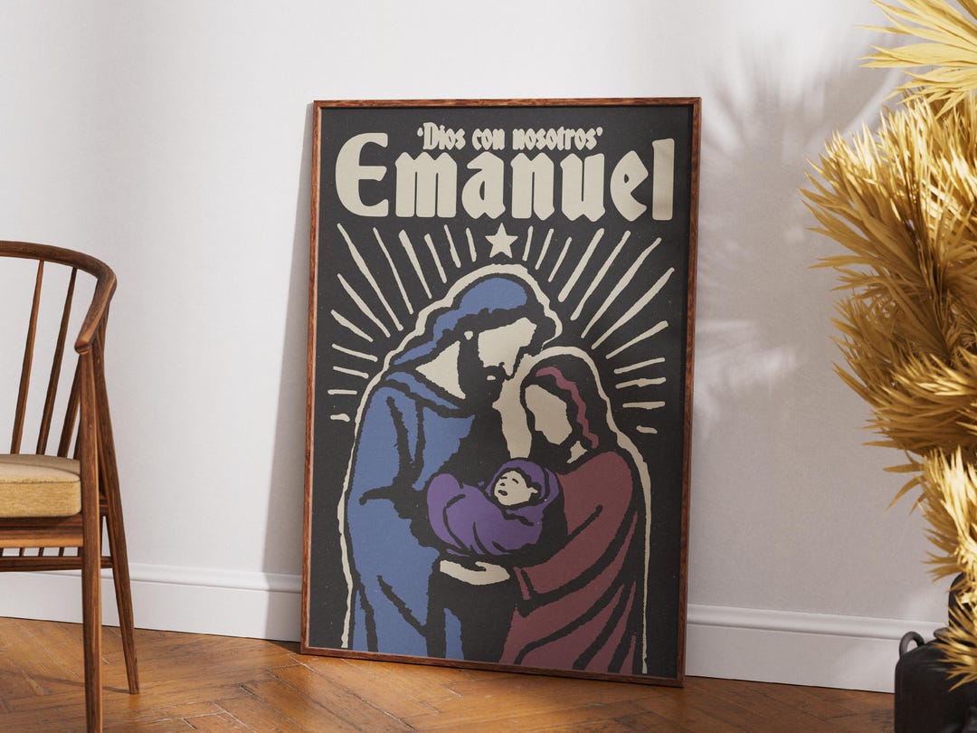 Immanuel Christian Wall Art, Nativity Prophecy Poster With Wooden Frame ...