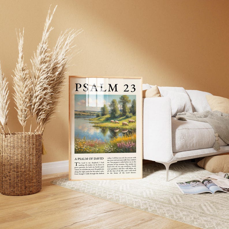 Psalm 23 Christian Wall Art, the Lord is My Shepherd Poster, Vintage ...