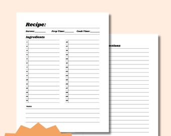 Printable Recipe Template Bundle – 3-pack Digital Download | Full, Half ...