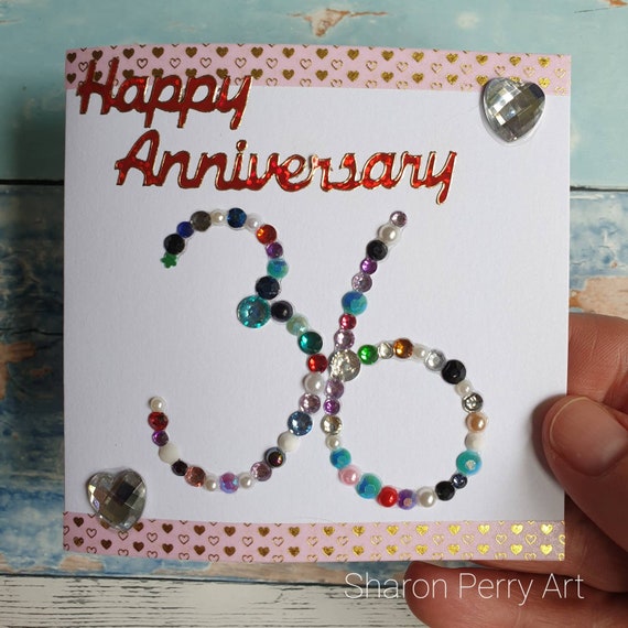 36th Anniversary Card Wedding Anniversary 10x10cm UK Seller - Etsy