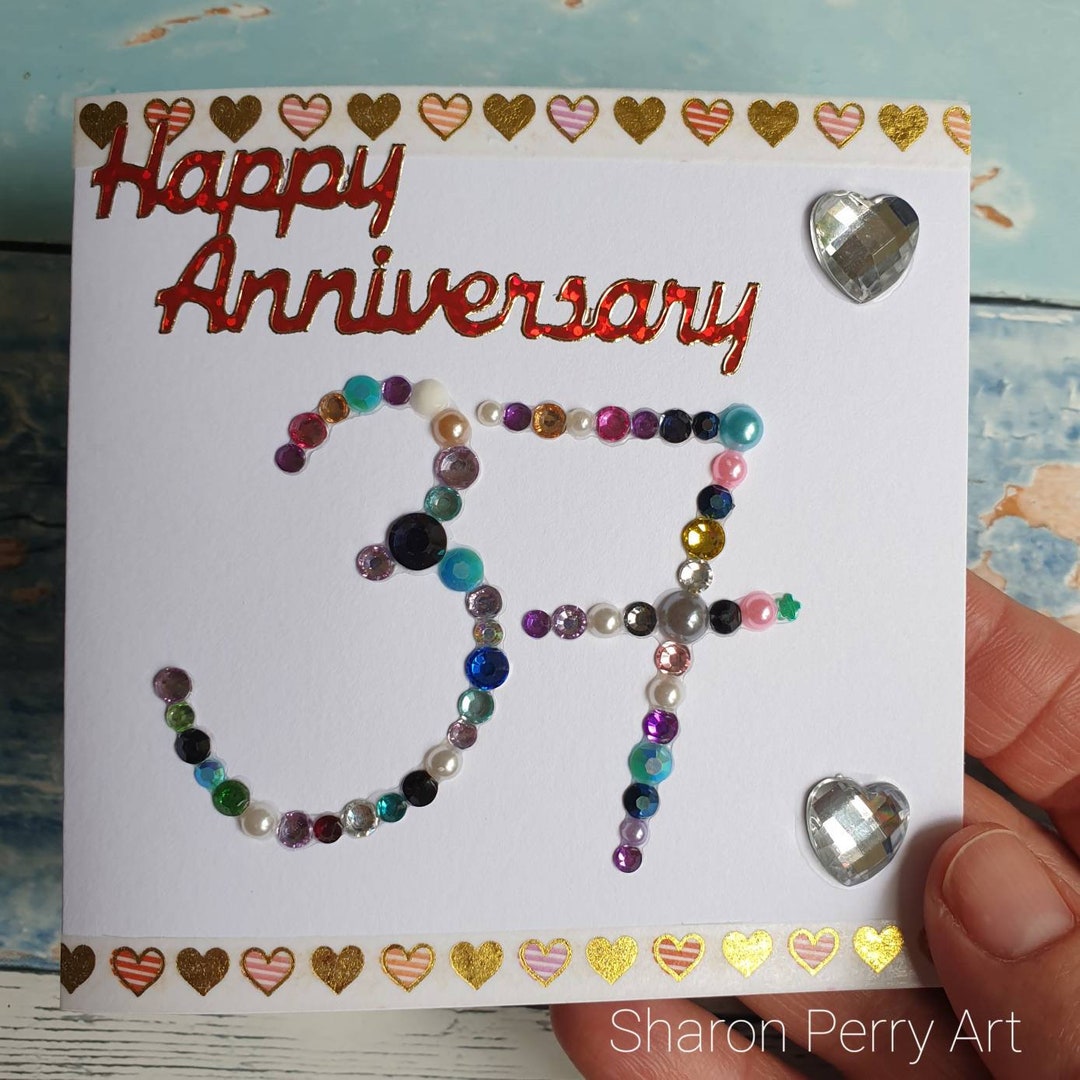 37th Anniversary Card Wedding Anniversary 10x10cm UK Seller - Etsy