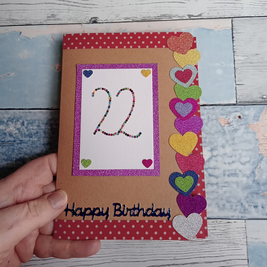 22nd Happy Birthday Greeting Card 22, Blank Inside - Etsy