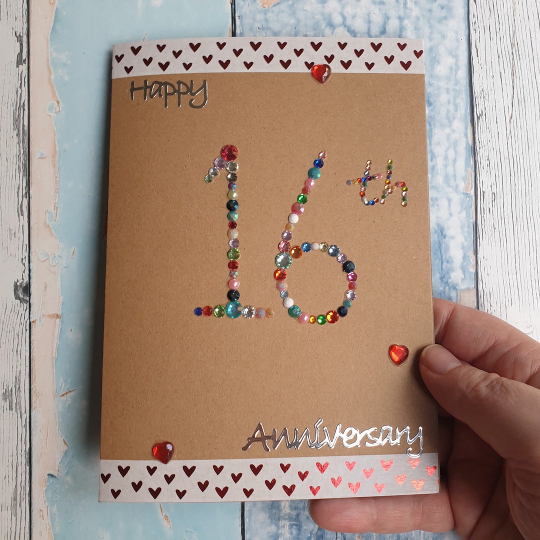 16th Anniversary Card, Wedding Anniversary UK Seller - Etsy