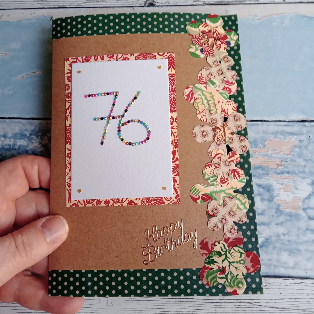 Happy 76th, Birthday Greeting Card , Blank Inside, Recycled Card - Etsy