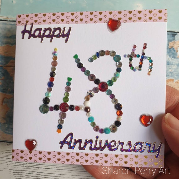 48th Anniversary Card Wedding Anniversary 10x10cm UK Seller - Etsy