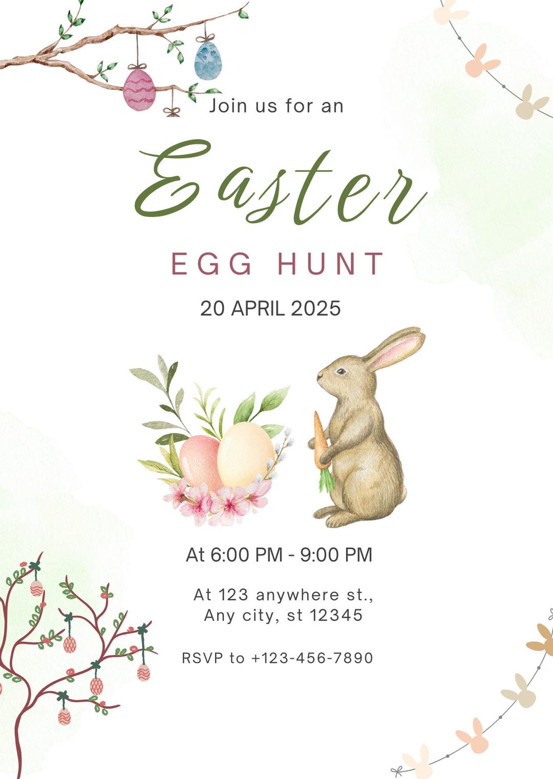 Editable Easter Invitation | Printable Easter Party Invitation Template ...