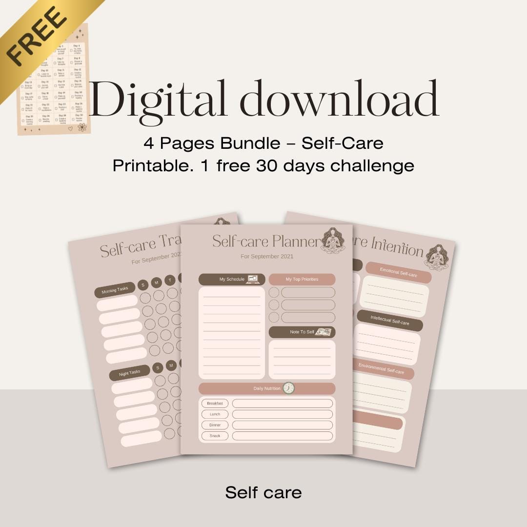 Self-care & Reflection Printable Bundle | 4 Aesthetic Wellness ...