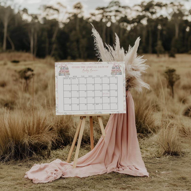 New Chapter Begins Guess the Due Date Calendar, Storybook Baby Shower ...