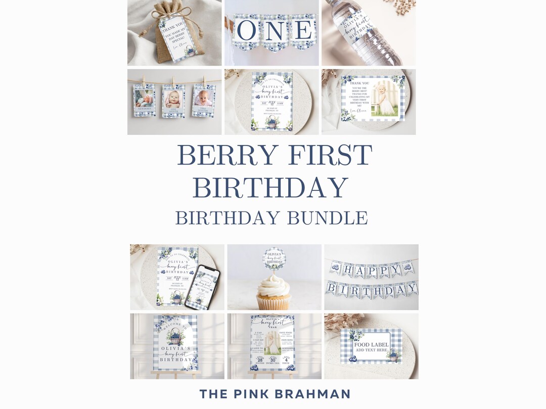 Berry First Birthday Party Bundle | Blueberry 1st Birthday Decorations ...