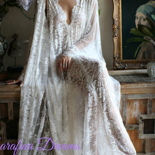 White Lace Robe Women Kimono Robe-bridal Robe Bridal | Etsy
