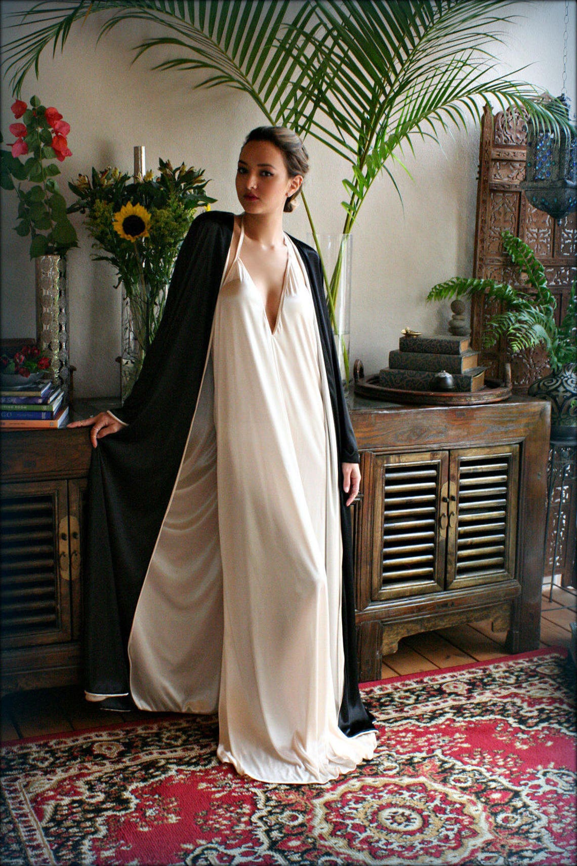 Reversible Satin Robe Two Tone Two Color Bridal Robe Black - Etsy