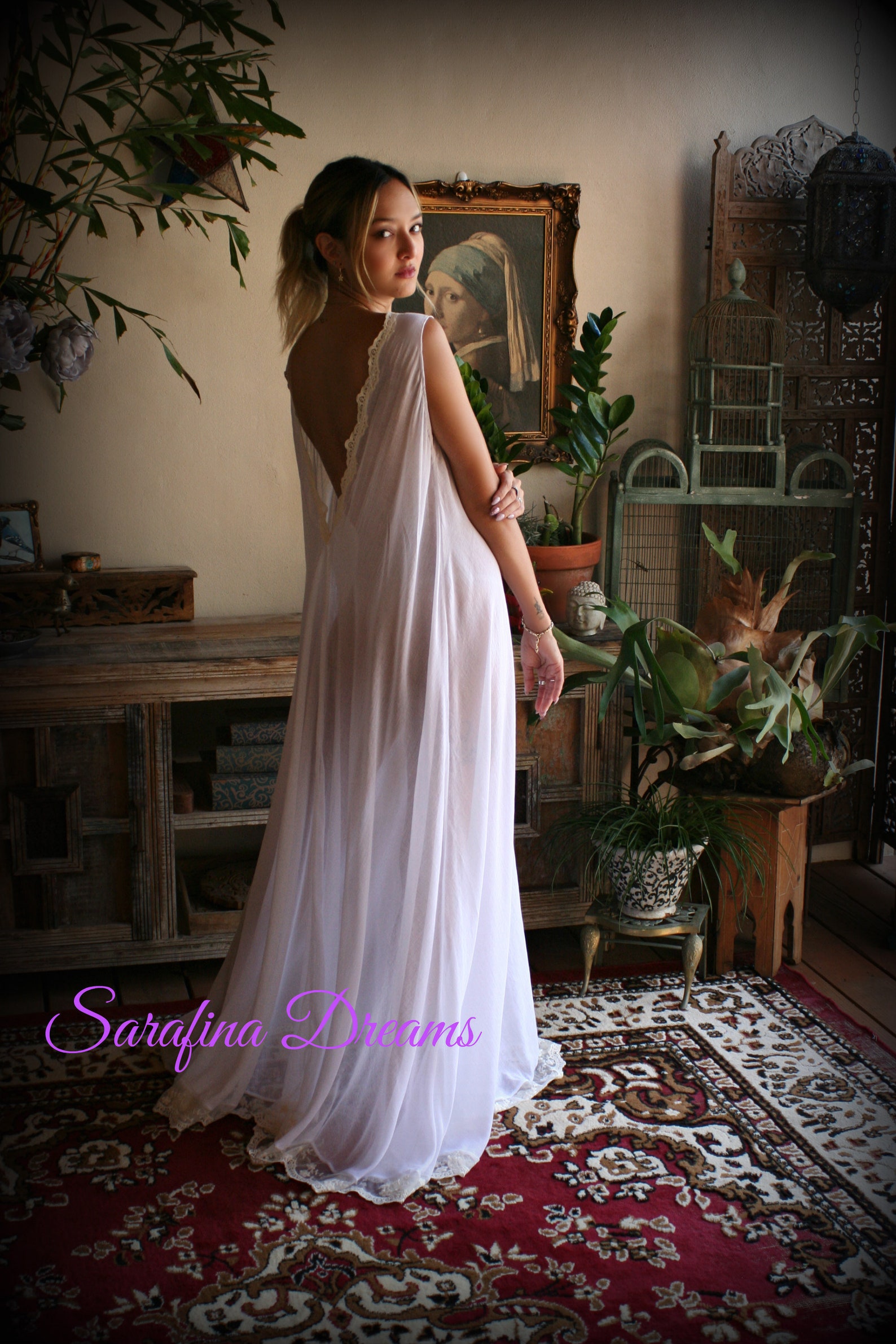 Cotton Nightgown White Cotton Sleepwear Backless Dress Nightgown Cotton ...