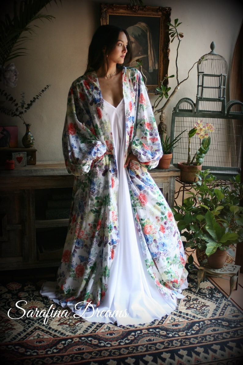 100% Cotton Robe Flower Print Cotton Lingerie Cotton Sleepwear - Etsy