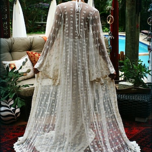 Bridal Robe Embroidered French Lace Wrap Robe Angel Sleeve Wedding ...