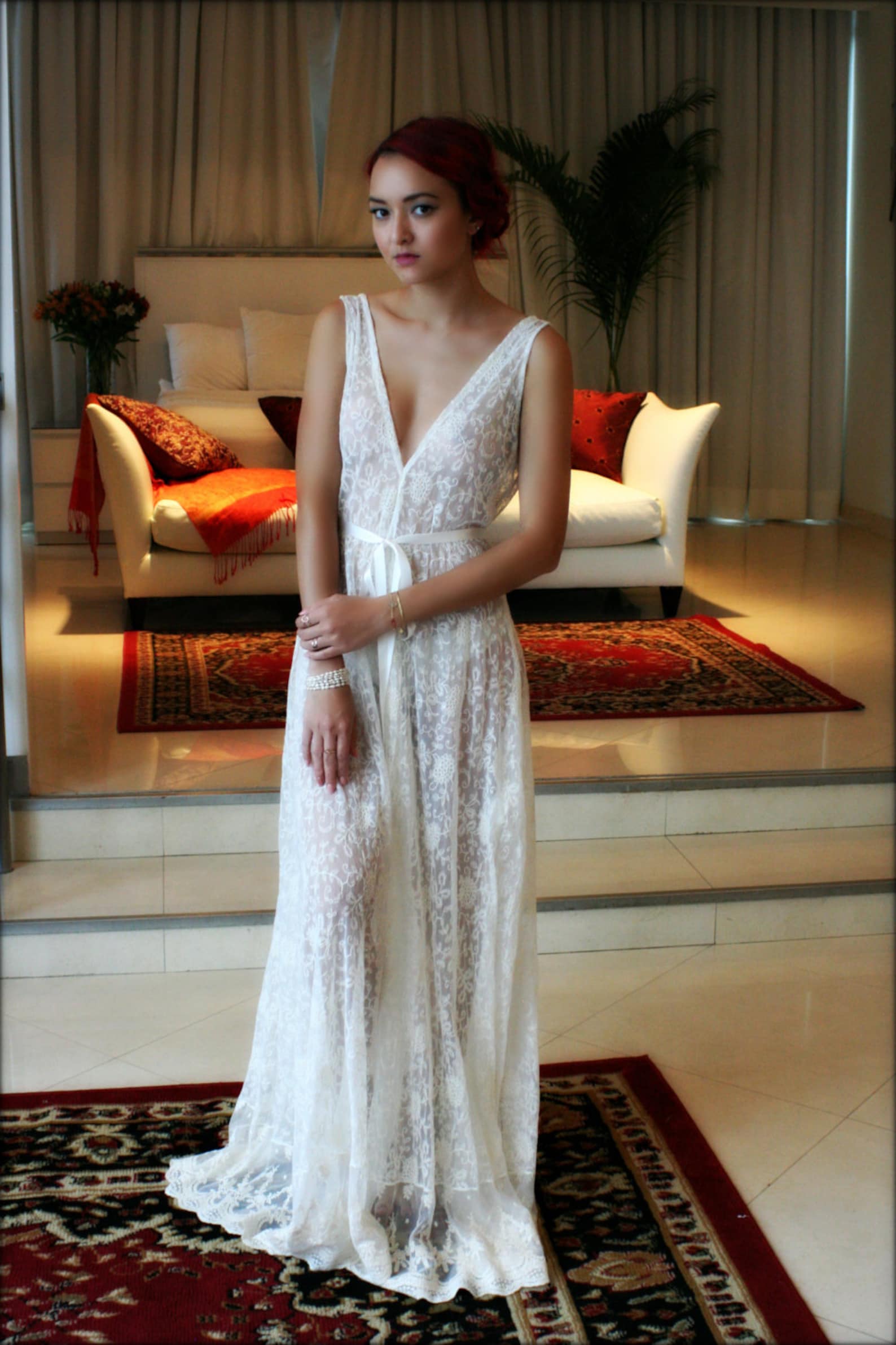 Lace Bridal Nightgown French Lace Wedding Lingerie Bridal Sleepwear ...