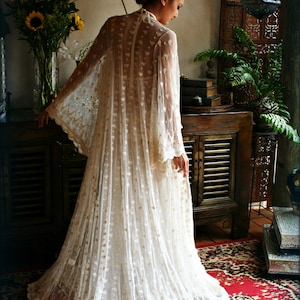 Bridal Robe Embroidered French Lace Wrap Robe Angel Sleeve Wedding ...