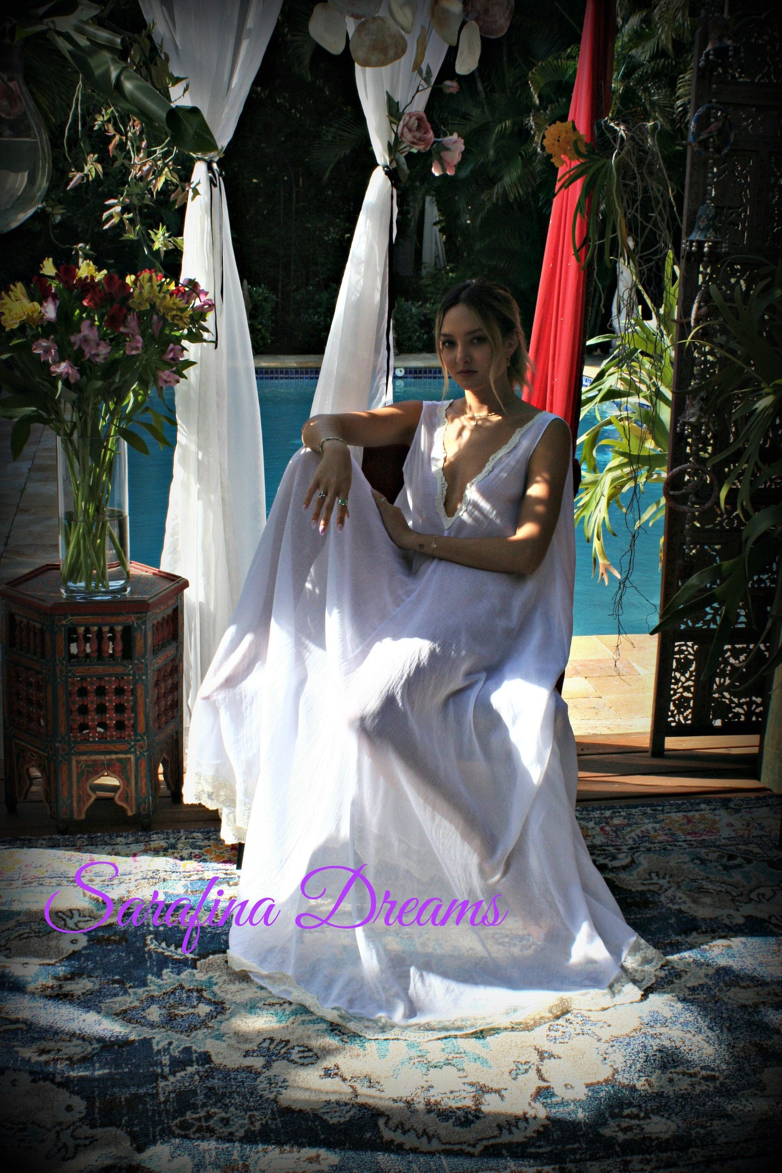 Cotton Nightgown White Cotton Sleepwear Backless Dress Nightgown Cotton ...