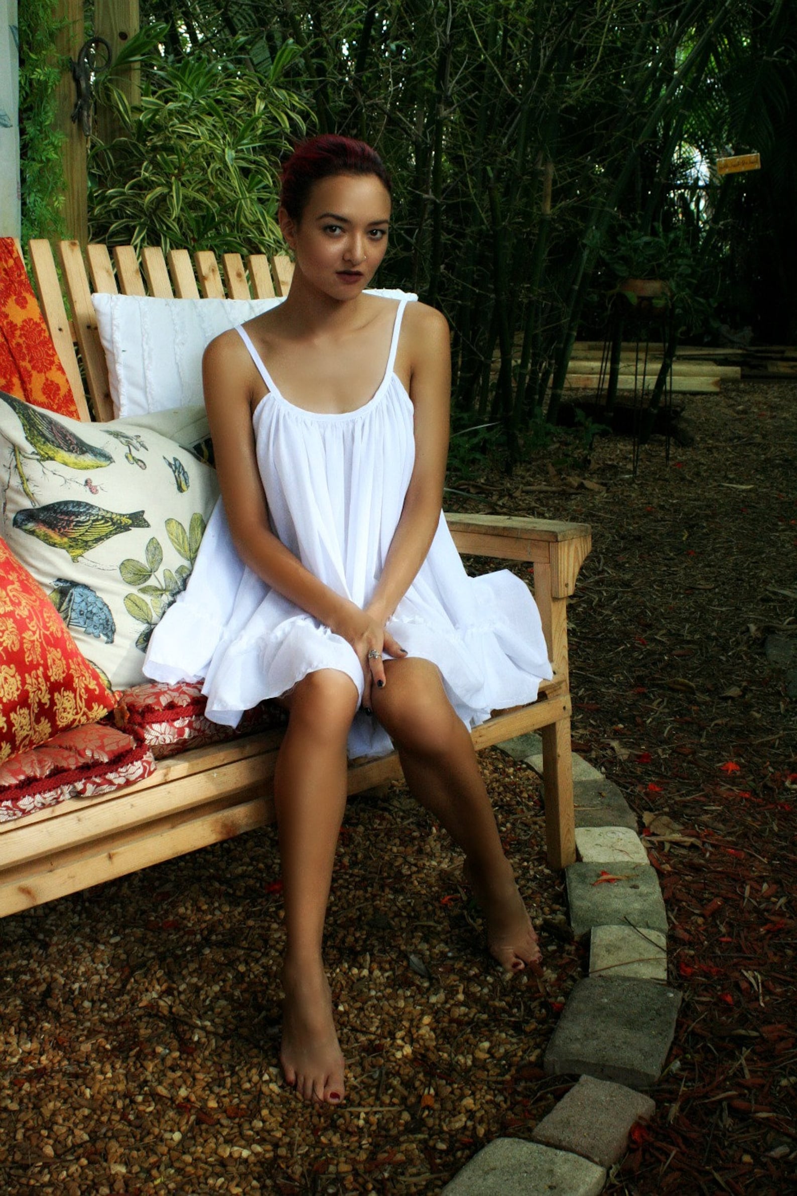 White Cotton Baby Doll Nightgown Ruffle Cottage Chic Cotton White ...