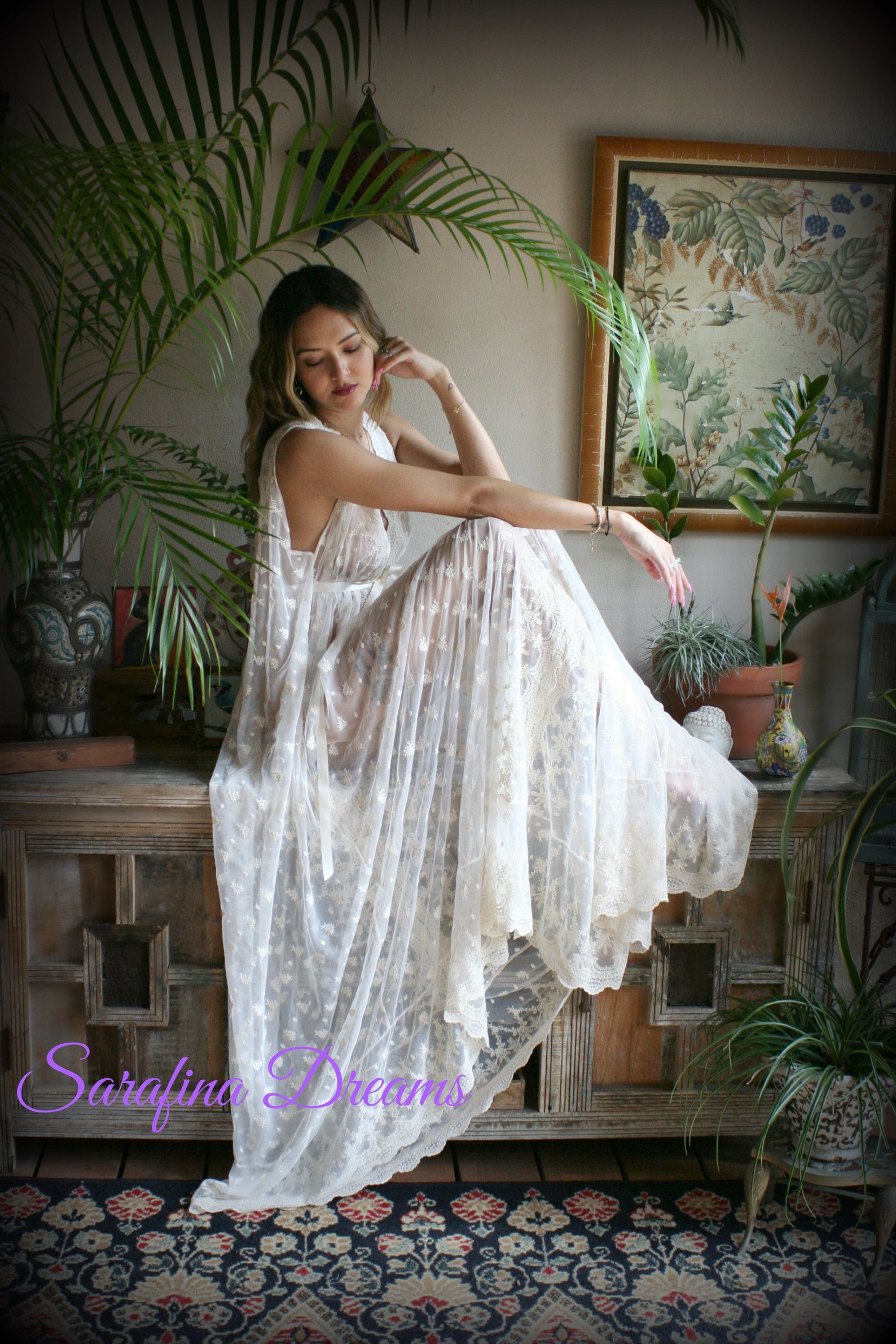Embroidered Ivory Lace Backless Nightgown Bridal Lingerie Lace - Etsy