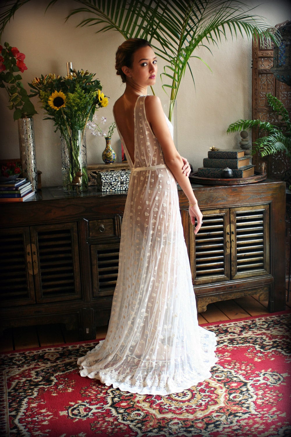 Embroidered Mesh Lace Nightgown Bridal Lingerie Weddingart Deco ...