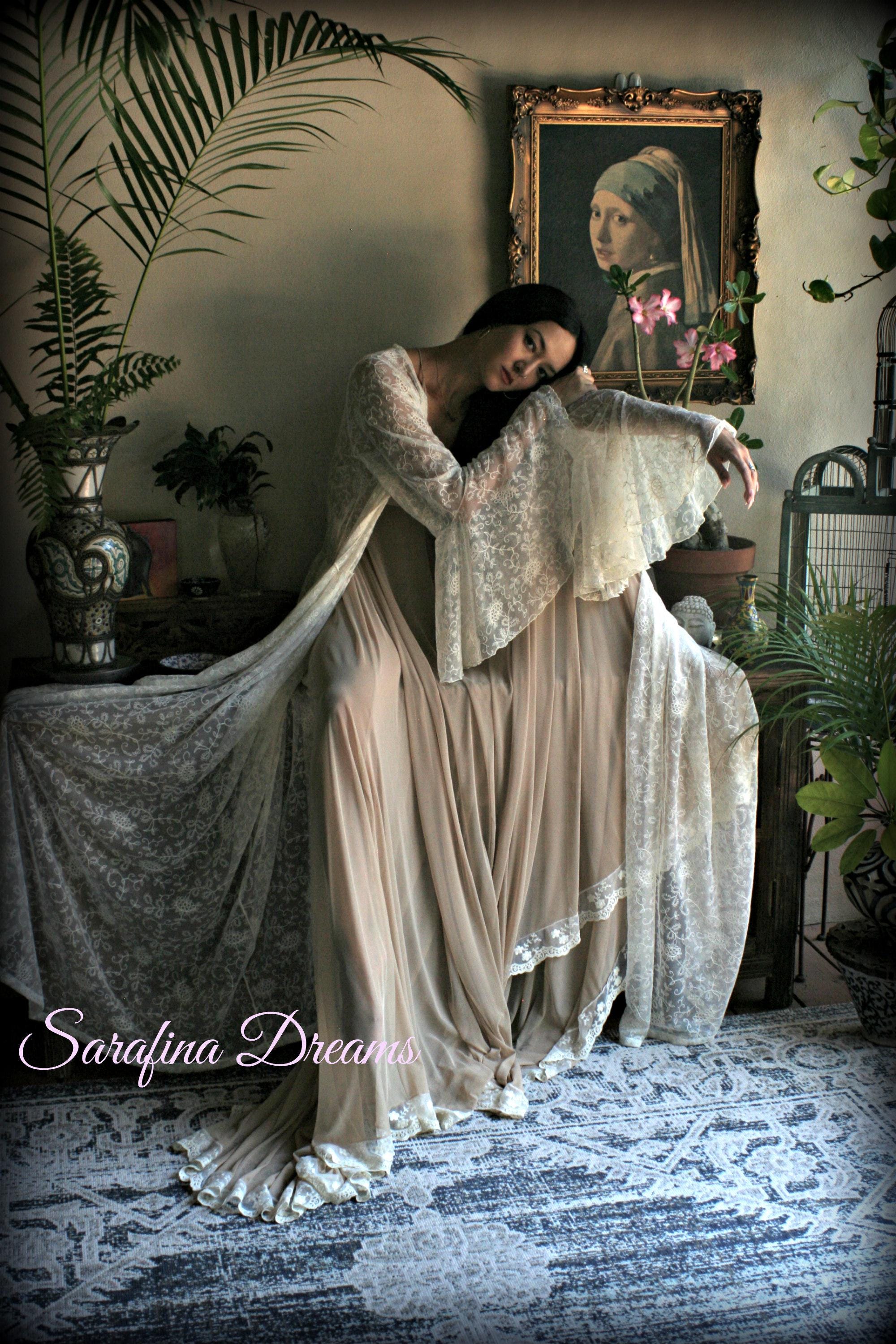 Bridal Lace Robe Embroidered Lace Wedding Robe Lace Wedding Kimono Robe ...