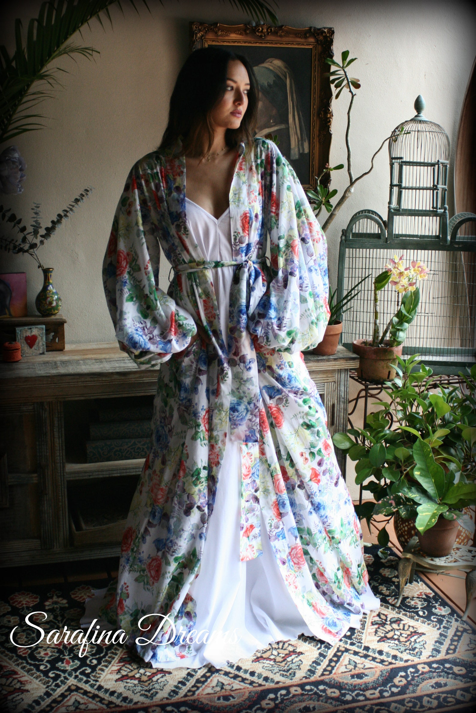 100% Cotton Robe Flower Print Cotton Lingerie Cotton Sleepwear - Etsy