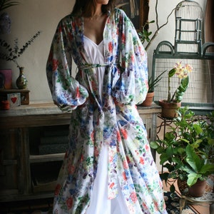 100% Cotton Robe Flower Print Cotton Lingerie Cotton Sleepwear Bridal ...