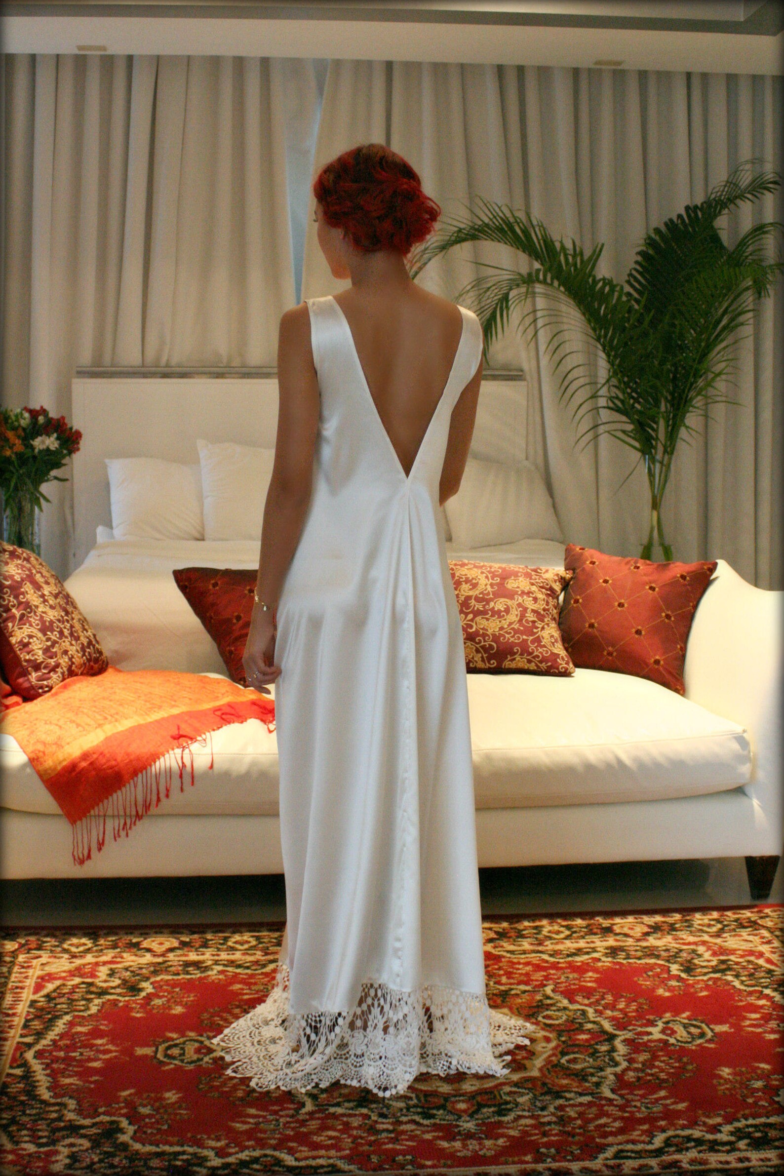 Bridal Nightgown Satin Off White Wedding Lingerie Venise Lace Etsy