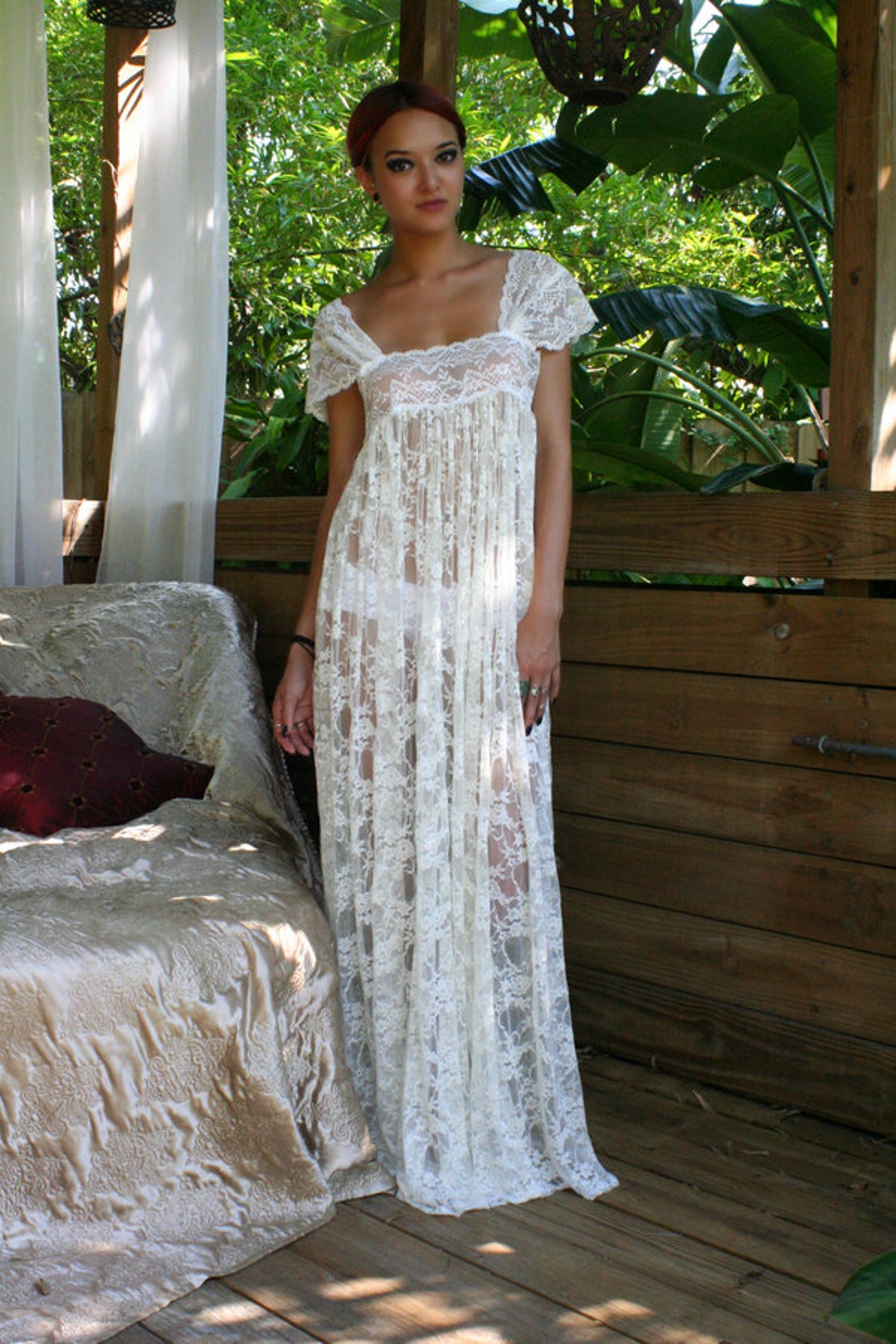 Sheer Lace Bridal Nightgown Wedding Lingerie Romance Boudoir Etsy