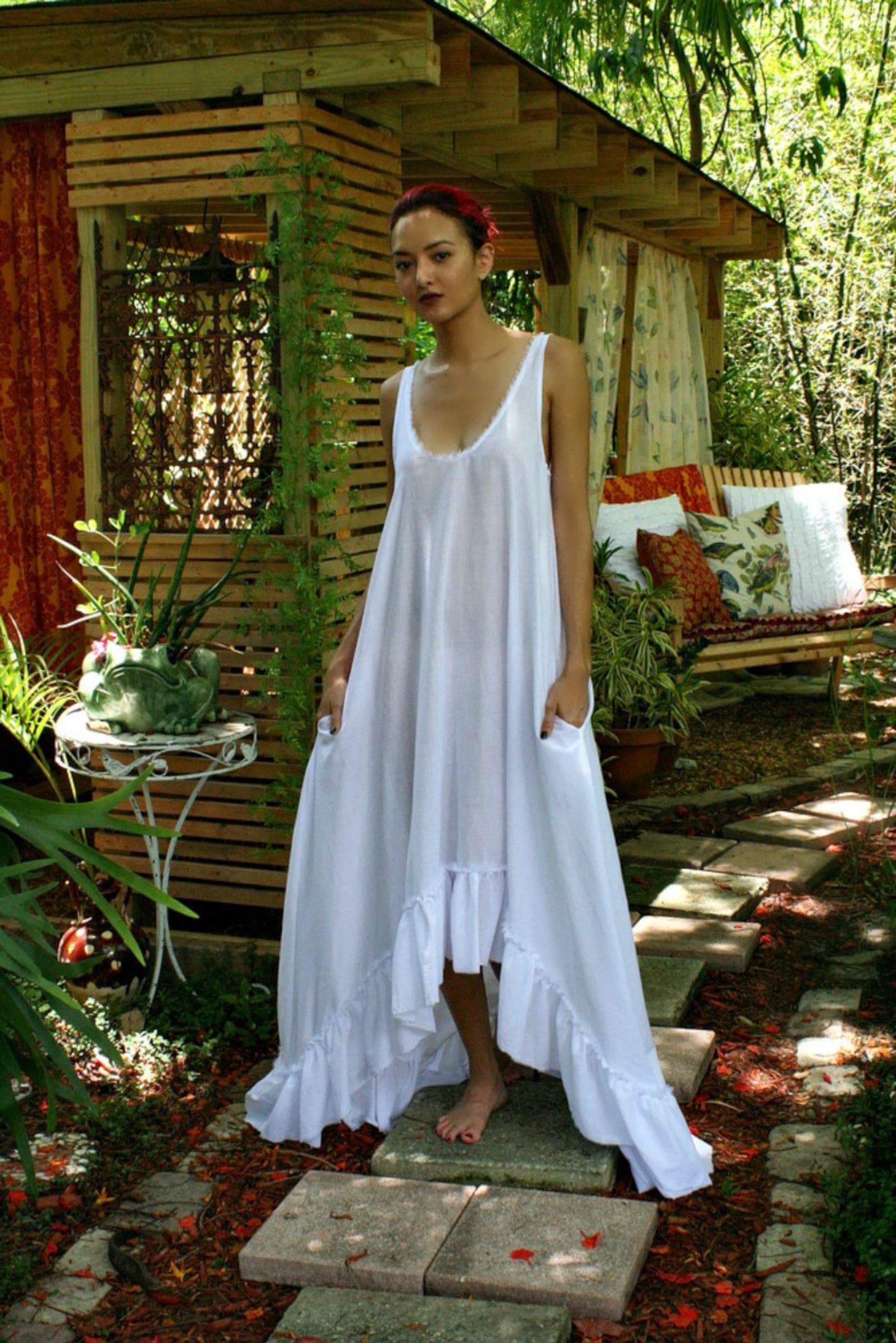 100% Cotton Nightgown Ruffle White or Print Cotton Lingerie Cotton ...