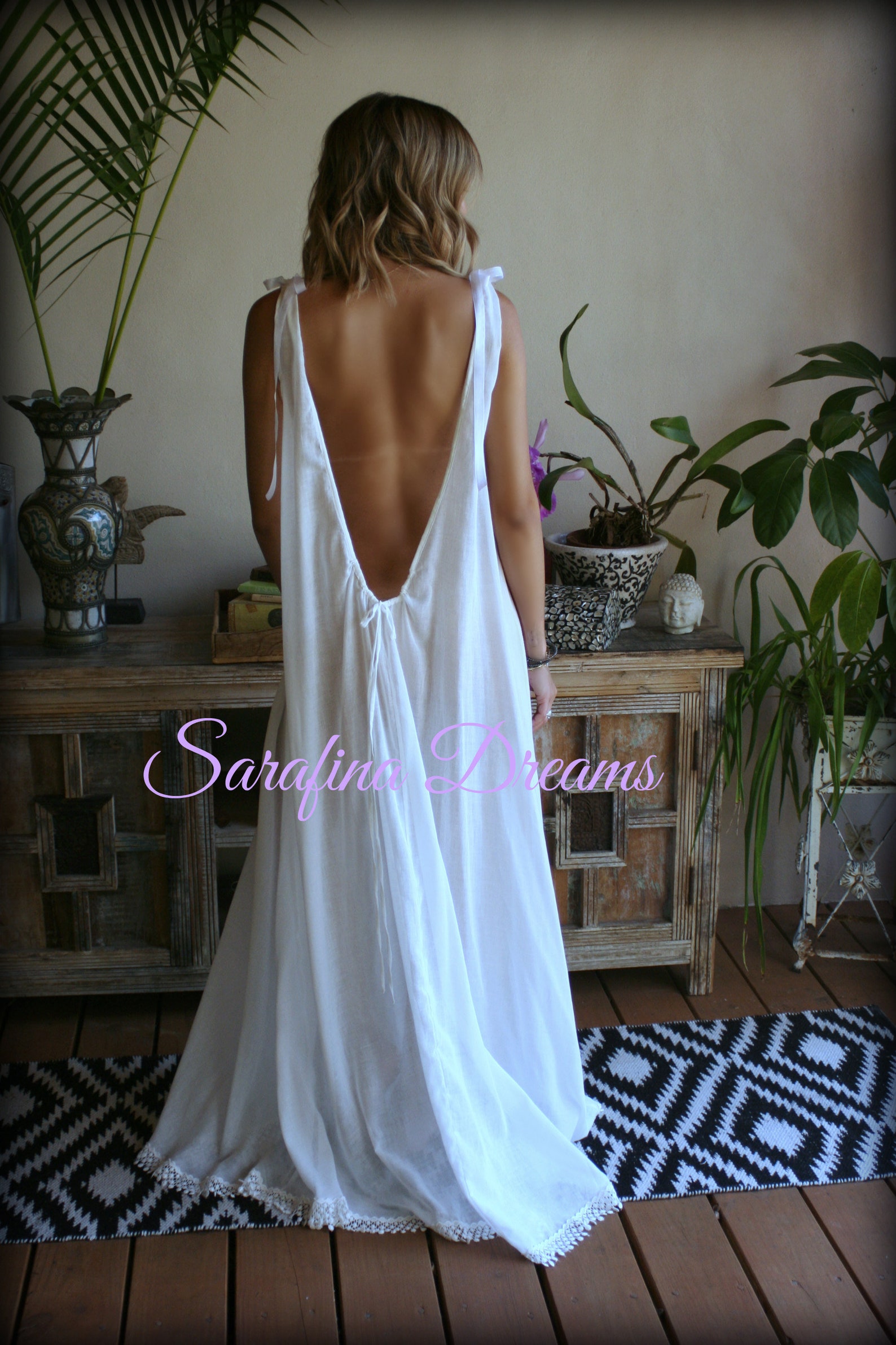 Cotton Nightgown Backless White Cotton Sleepwear Honeymoon - Etsy UK