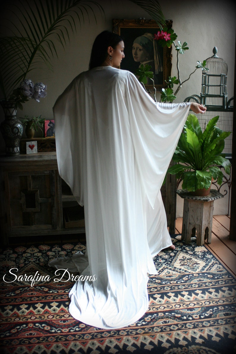 Satin Bridal Robe Angel Wing Sleeve Bridal Lingerie Wedding - Etsy