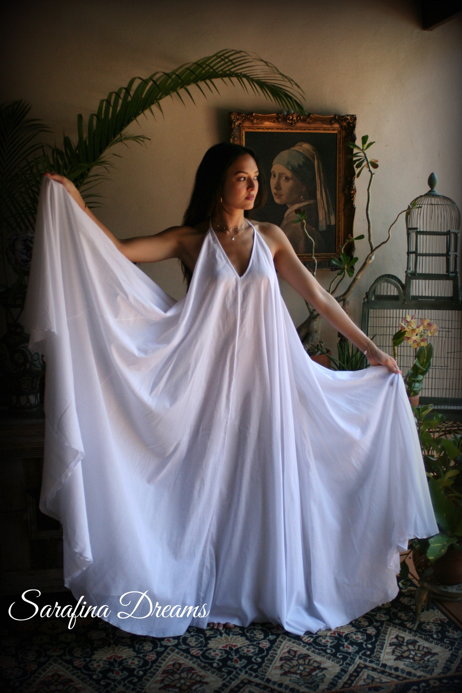 100% Cotton Nightgown Backless Halter Nightgown Full Circle - Etsy