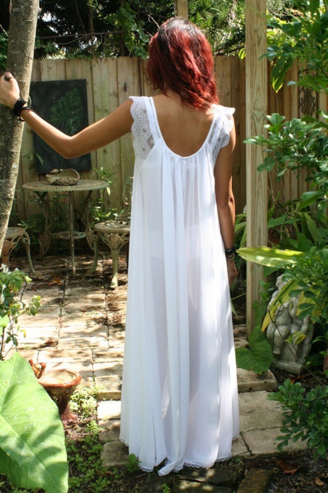 Bridal Nightgown Wedding Lingerie Full Swing White Nylon Sleepwear ...