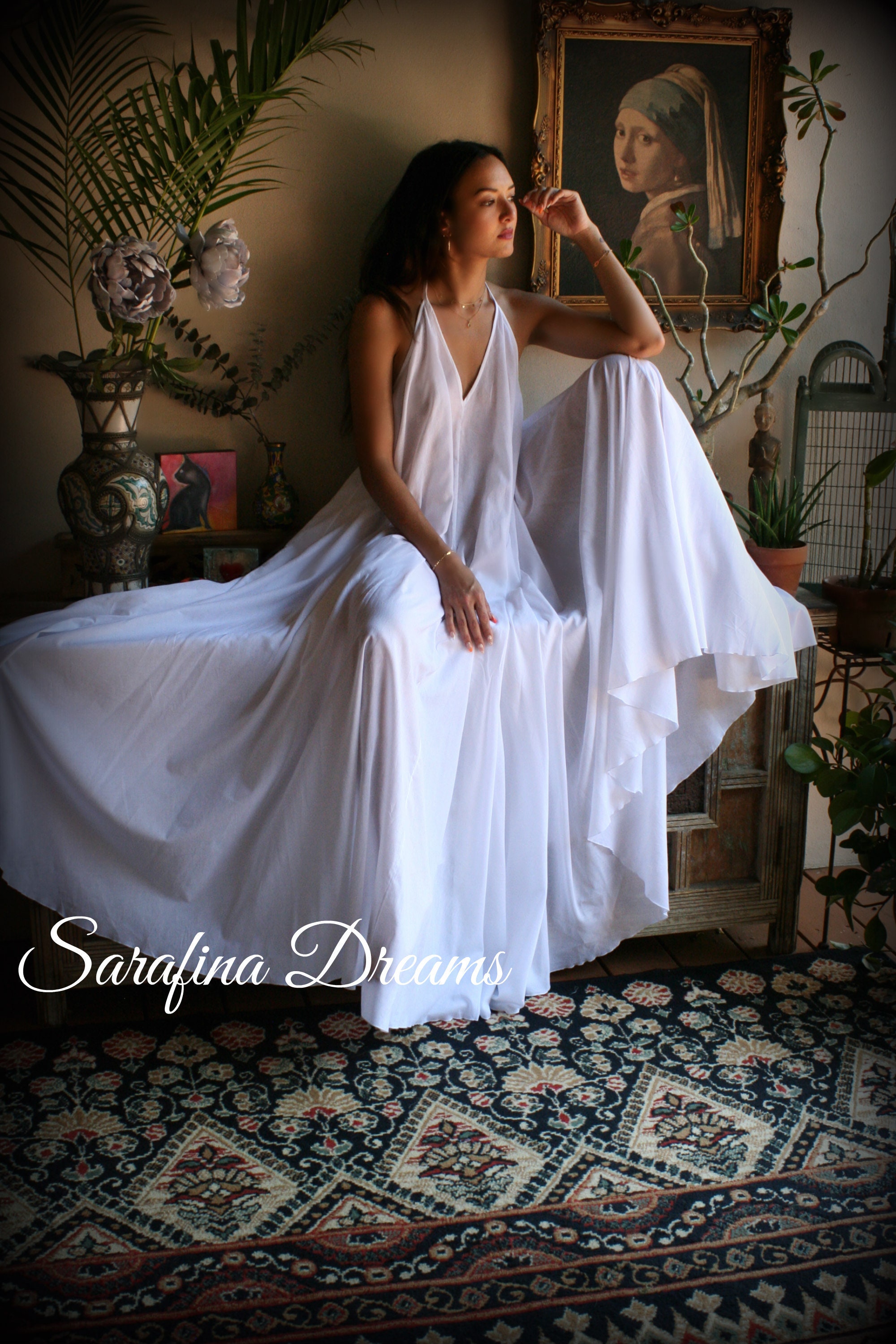 100% Cotton Nightgown Backless Halter Nightgown Full Circle - Etsy