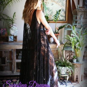 Black Lace Backless Nightgown Lace Lingerie Black Lace Sleepwear ...