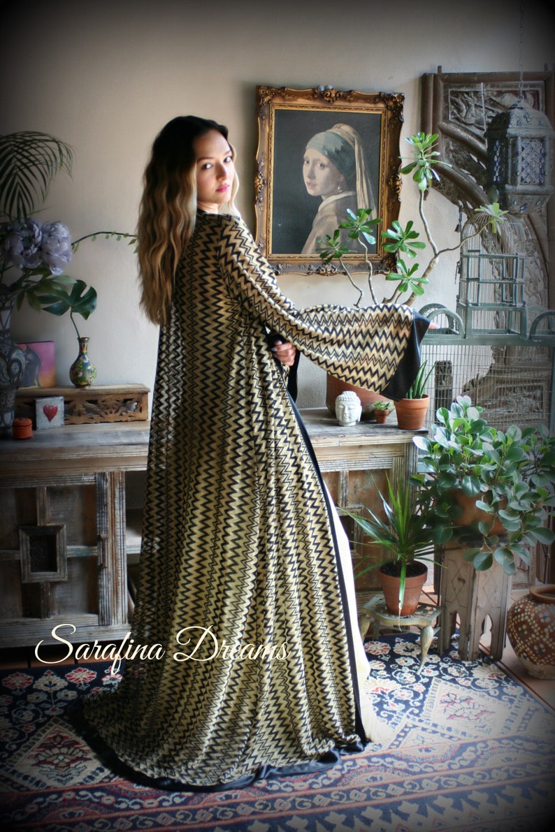 Black Gold Metallic Kimono Robe Black Satin Banded Missoni - Etsy Australia