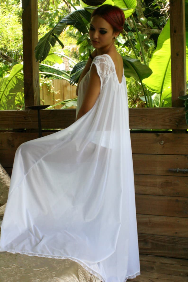 White Full Swing Nightgown Romantic Lingerie Bridal Wedding Etsy