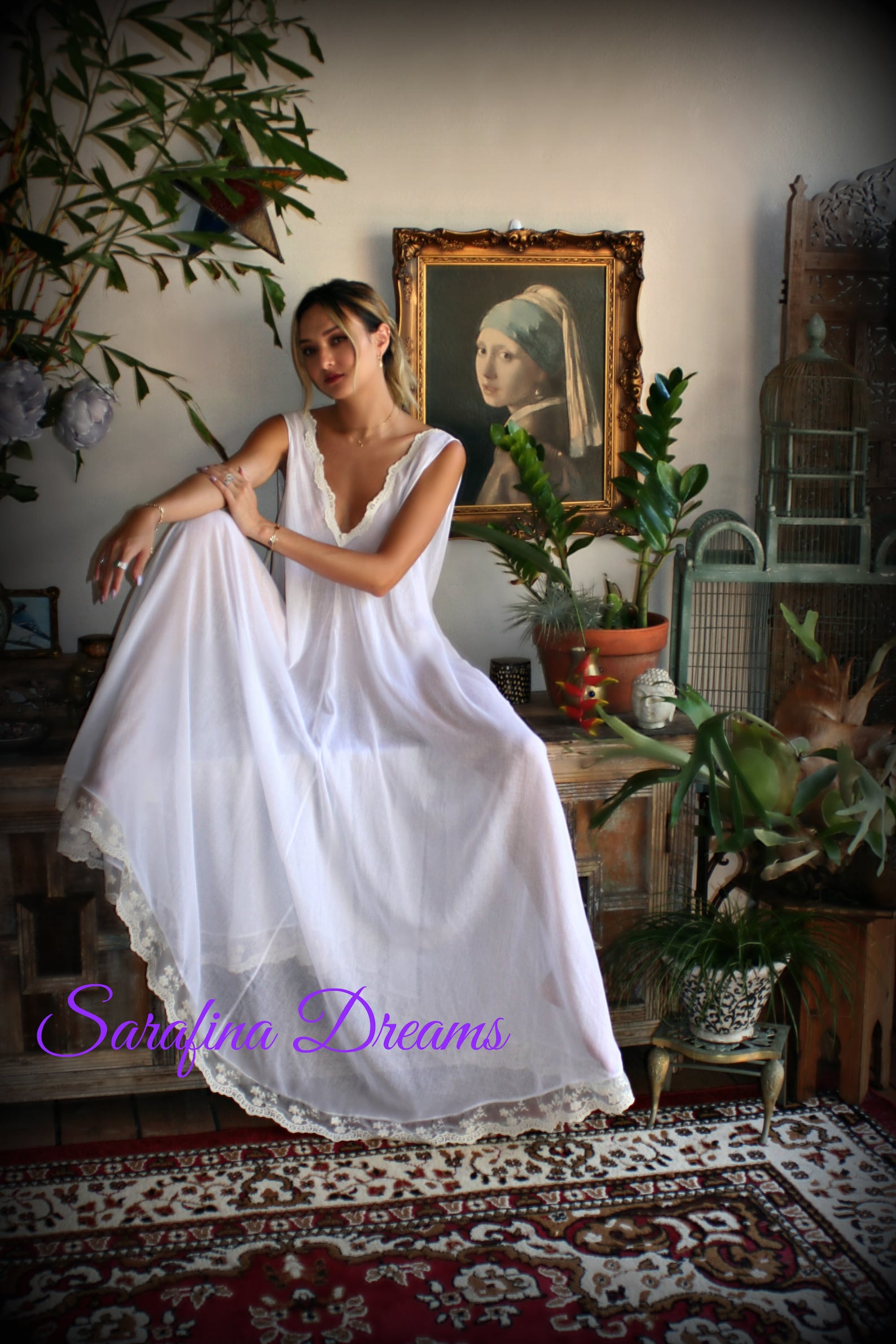 Cotton Nightgown White Cotton Sleepwear Backless Dress Nightgown Cotton ...