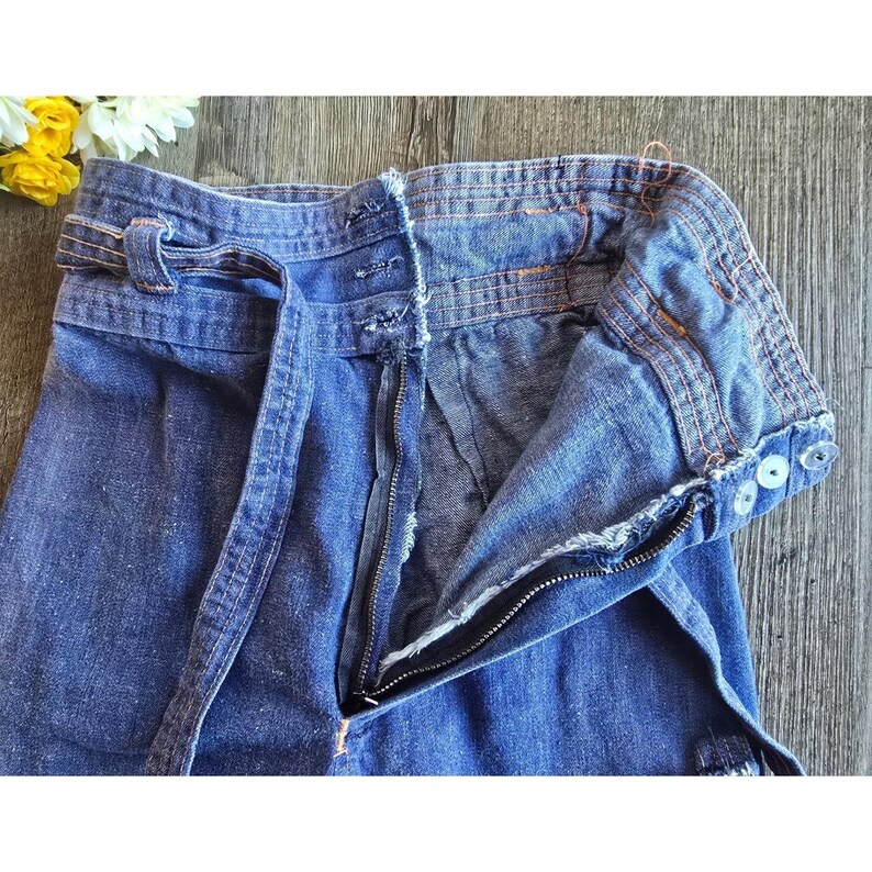 Vintage 70s High Waisted Bell Bottom Jeans Blue Denim Talon Zipper ...