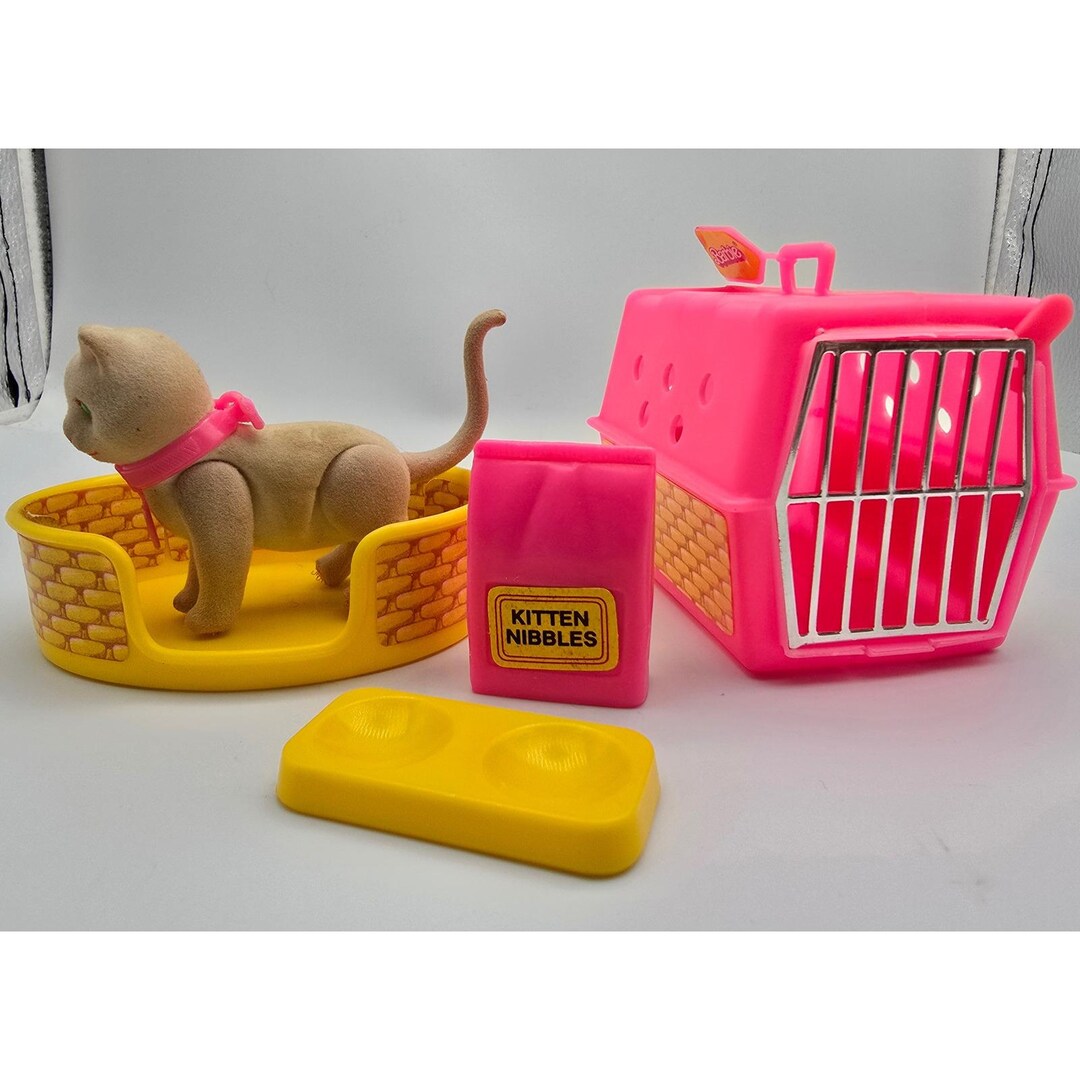 Vintage Barbie 1982 Fluff Cuddly Kitten Pet Playset Poseable Cat W ...