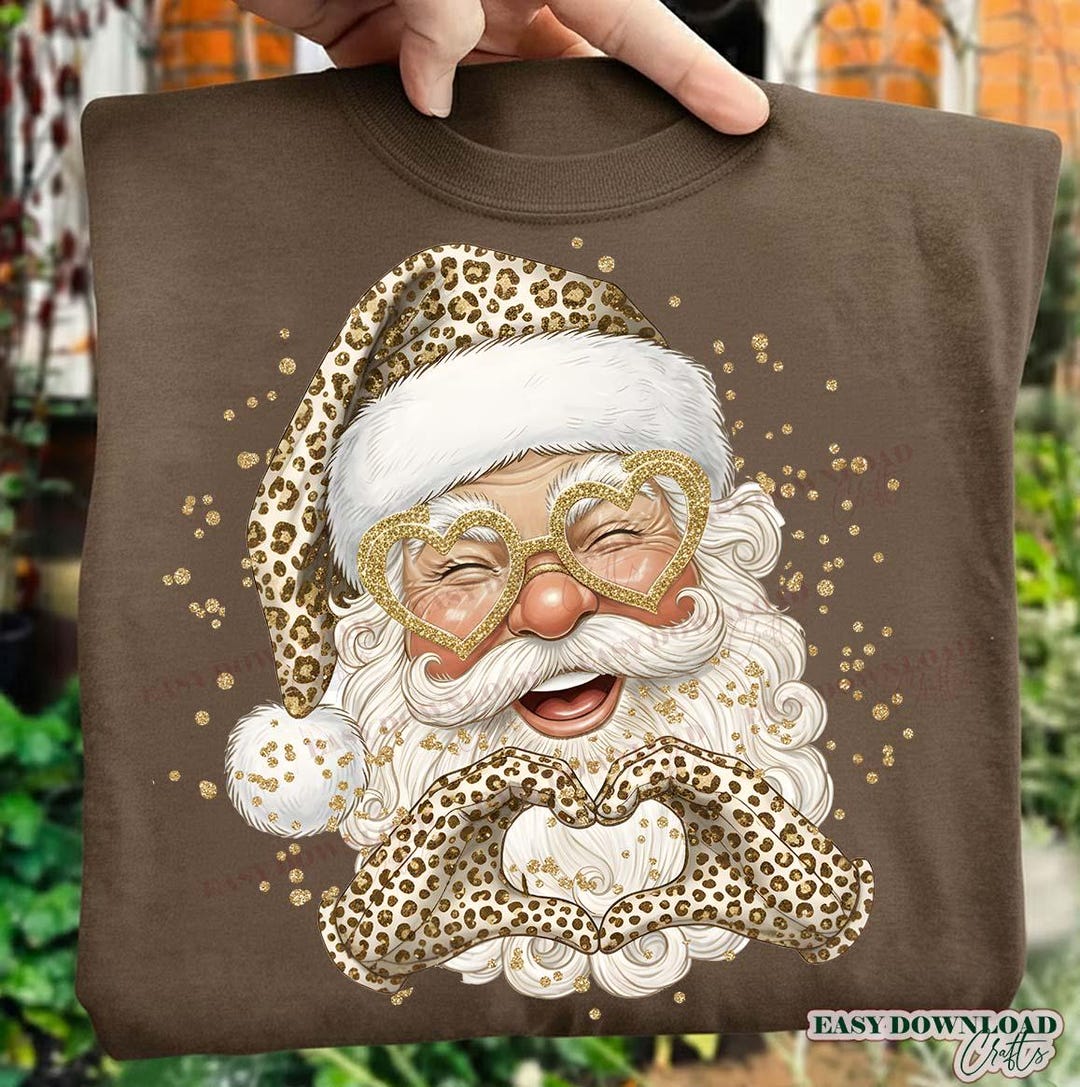Leopard Print Santa PNG Trendy Christmas Sublimation Design Glam Santa ...